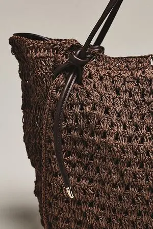 Dolce Vita Ravello Raffia Shoulder Bag - Chocolate