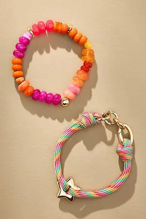 Anthropologie Set Of Two Bracelets Pink