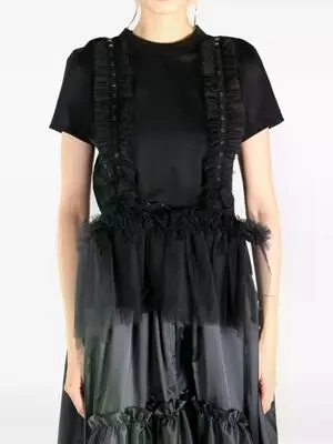 Noir Kei Ninomiya Tulle-detailing T-shirt