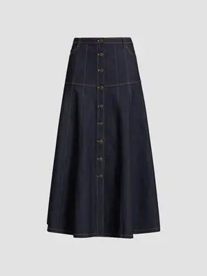 Cinq À Sept Veena Denim Midi-skirt - Indigo
