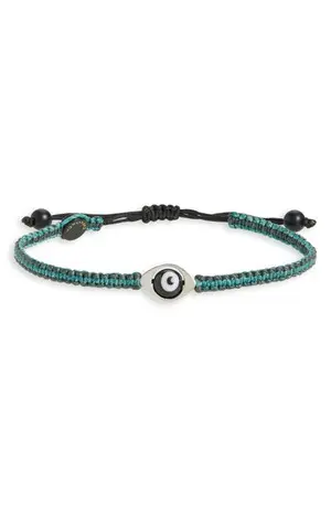 Caputo & Co Evil Eye Macramé Bracelet - Grey Combo