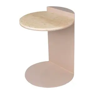 JONATHAN Y Evelyn 20" Contemporary Natural Marble/metal Handmade C-shaped End Table - Beige/pink Beige