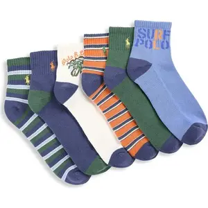 Polo Ralph Lauren Big & Tall 6-pack Quarter-top Athletic Socks - Multi
