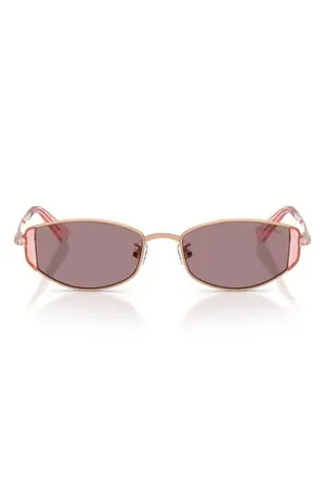 SWAROVSKI 53mm Oval Sunglasses - Rose Gold / Light Purple Brown