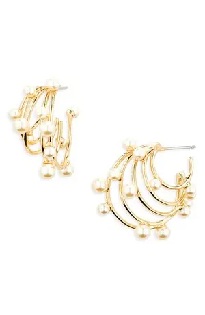 Tory Burch Pearl Multi Hoop Earrings - Tory Gold / Pearl