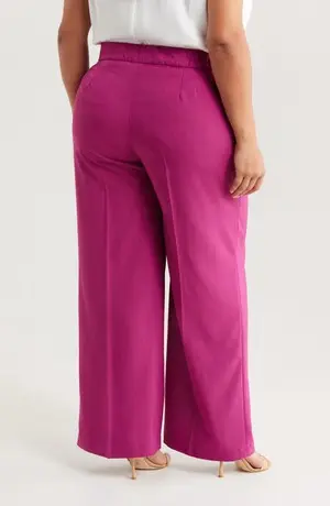 TAHARI ASL Wide Leg Trousers - Wild Berry