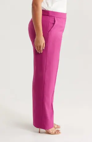 TAHARI ASL Wide Leg Trousers - Wild Berry