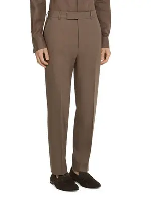 Zegna Linen Flat Front Trousers