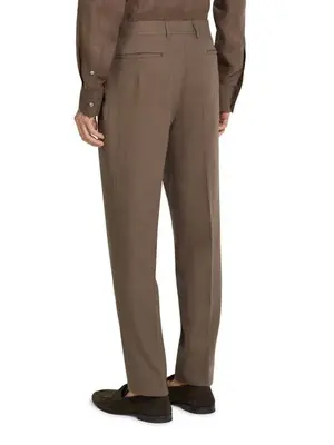 Zegna Linen Flat Front Trousers