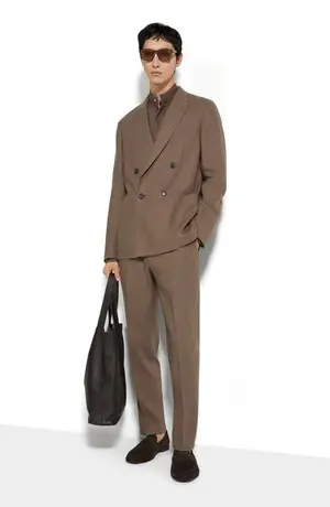 Zegna Linen Flat Front Trousers
