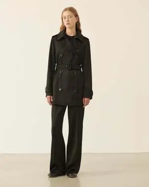 Veronica De Piante Charlotte Viscose Trench Coat - Black
