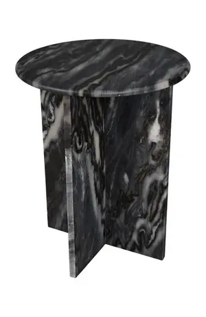 JONATHAN Y Javier 17.75" Contemporary Natural Marble Handmade X-shaped End Table - Black/gray