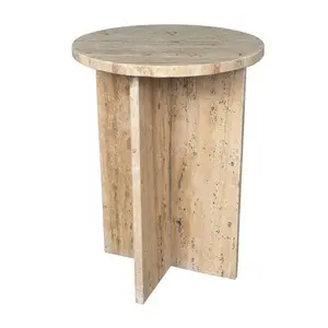 JONATHAN Y Javier 17.75" Contemporary Natural Marble Handmade X-shaped End Table - Travertine
