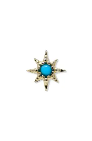 Anzie Micro Turquoise Starburst Single Stud Earring - Turquoise/ Aqua