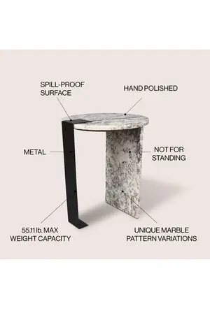 JONATHAN Y Lyra Modern Round Asymmetrical Marble Accent Table