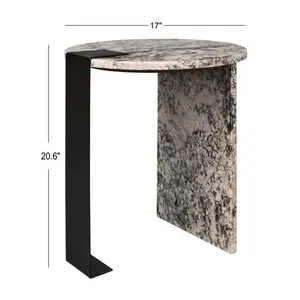 JONATHAN Y Lyra Modern Round Asymmetrical Marble Accent Table