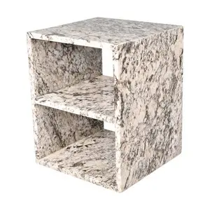 JONATHAN Y Sloane 20" Modern Natural Marble Handmade Rectangular 2-shelf End Table