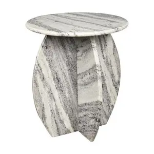 JONATHAN Y Venus 17.5" Contemporary Natural Marble Handmade X-shaped End Table - Gray/black