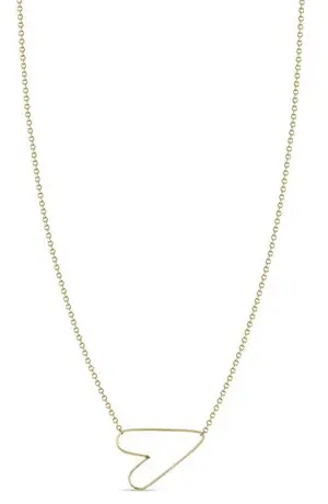 Zoe Chicco Tiny Open Horizontal Heart Pendant Necklace - Yellow Gold