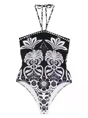 Farm Rio Flower Leopards One-piece - Black