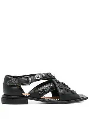 Toga Cross-strap Sandals - Black