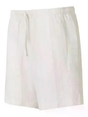 WALES BONNER Striped Linen Shorts - White
