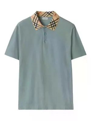 Burberry Checked-collar Polo Shirt - Blue