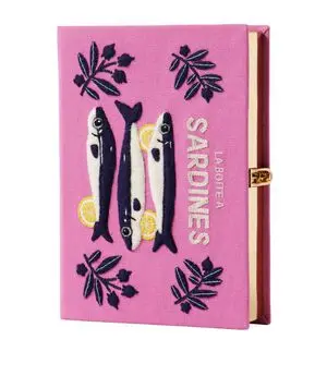 OLYMPIA LE-TAN Sardines Embroidered Appliquéd Clutch - Pink