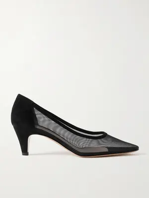 GIANVITO ROSSI Rete 55 Suede-trimmed Mesh Pumps