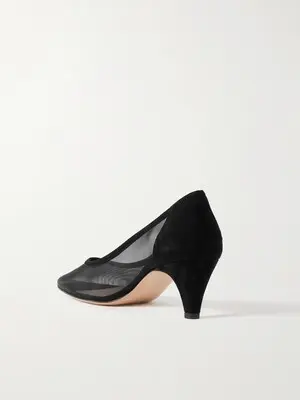 GIANVITO ROSSI Rete 55 Suede-trimmed Mesh Pumps