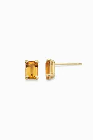 ORADINA 14k Gold Birthstone Stud Earrings - Citrine - November