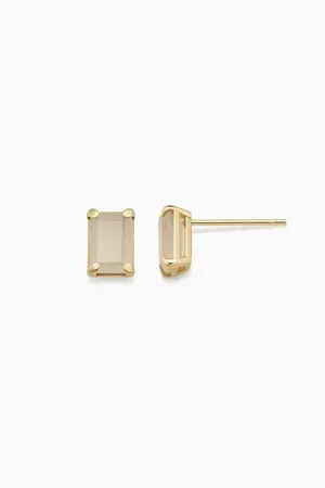ORADINA 14k Gold Birthstone Stud Earrings - Moonstone - June