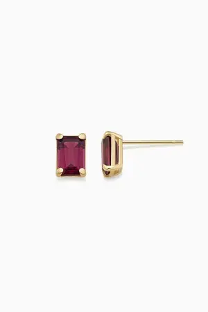 ORADINA 14k Gold Birthstone Stud Earrings - Rhodolite - July