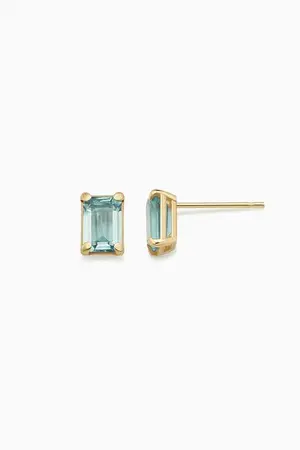 ORADINA 14k Gold Birthstone Stud Earrings - Sky Blue Topaz - March