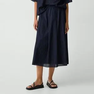 Theory Pleated A-line Midi Skirt - Nocturne Navy