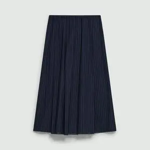Theory Pleated A-line Midi Skirt - Nocturne Navy