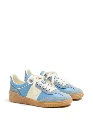 Valentino Garavani Upvillage Sneakers In Crust Leather With Nappa Calfskin Leather Band - Blue