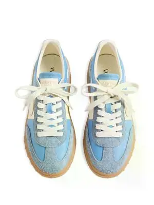 Valentino Garavani Upvillage Sneakers In Crust Leather With Nappa Calfskin Leather Band - Blue