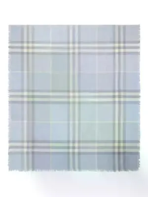 Burberry Checked Wool Scarf Blue