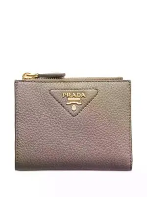 Prada Small Grained-leather Wallet - Neutrals