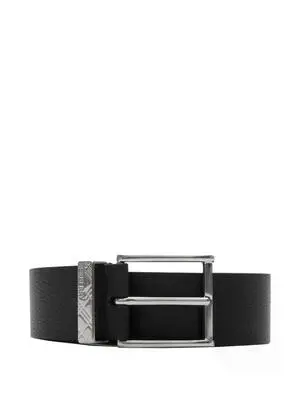 Burberry Engraved-check Leather Belt - Black