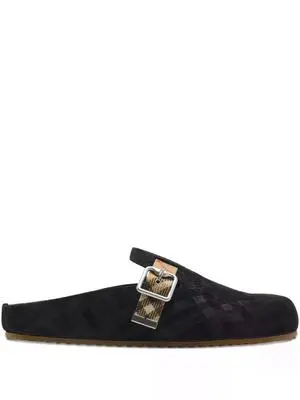 Burberry Suede Clogs - Black