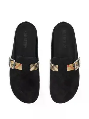 Burberry Suede Clogs - Black