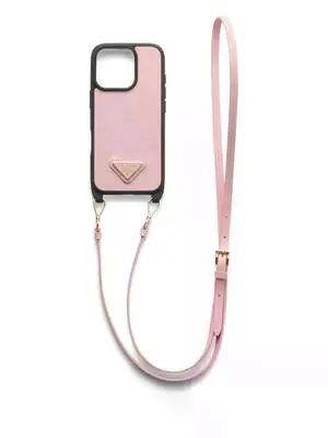 Prada Detachable-strap Iphone 16 Pro Case - Pink