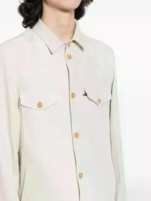 Luciano Barbera Button-up Linen Shirt Jacket