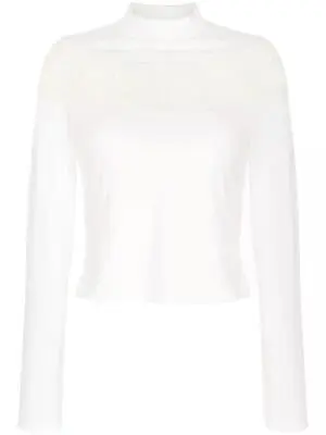 PONDER.ER Long-sleeve Crochet-knit T-shirt - White