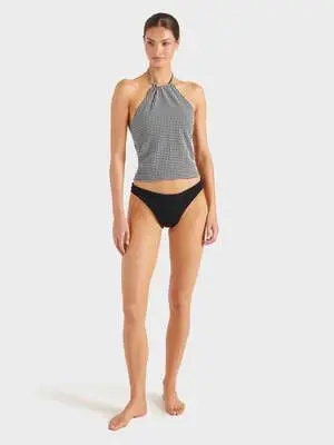 Hunza G Gingham Seersucker Halter Top - Black Gingham