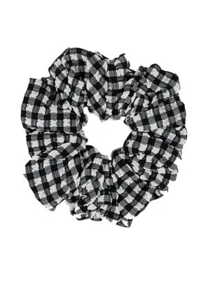 Hunza G Gingham Seersucker Scrunchie - Black Gingham