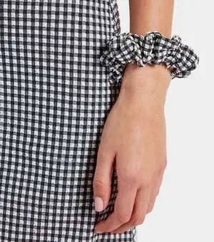 Hunza G Gingham Seersucker Scrunchie - Black Gingham