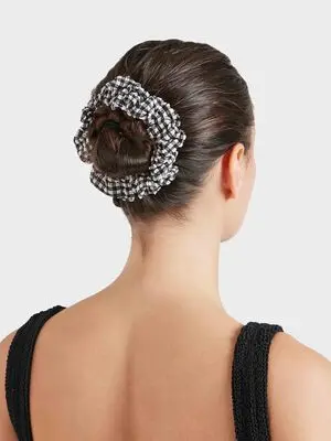 Hunza G Gingham Seersucker Scrunchie - Gingham Black